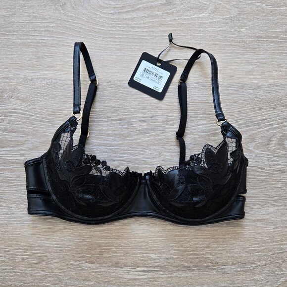 Honey Birdette Raene Contour Bra Black Lift Embroidered Size 30DDD New ...